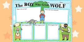 The Boy Who Cried Wolf Words Colouring Sheet