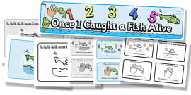 1, 2, 3, 4, 5 Once I Caught a Fish Alive Colouring In Sheet