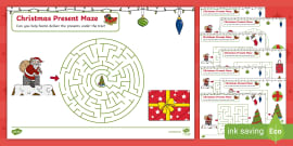 FREE! - Christmas Tree Maze Activity Worksheets - Twinkl