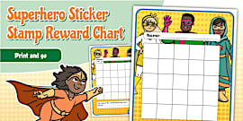 Superhero Reward Chart - Sticker Chart for Kids