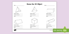 Properties of 3D Shapes Worksheet | Grade 1 Maths Resource