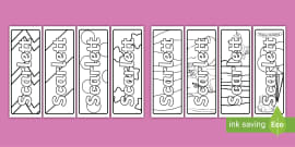 FREE! - Harvey Name Simple Colouring Bookmarks - Twinkl