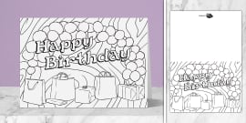 Happy Birthday Colouring Cards | Twinkl Party (teacher made)