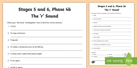 'r'/'wr'/'rh' Words Phonics Worksheet - NI Phonics Resources
