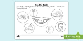 Healthy Teeth Pattern Tracing Activity Sheet (teacher made)