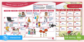 February Events Calendar (2025) (teacher made) - Twinkl