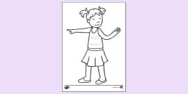 FREE! - Child Girl Stood Talking Colouring | Colouring Sheets