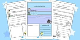 Significant Individuals Fact File Template - KS1 Resource
