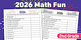 First Grade New Year 2026 Math Fun Worksheet