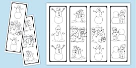 Snowman Colouring Bookmarks (teacher made) - Twinkl