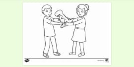 FREE! - Child Shouting at Another Child Eyes Open Colouring Sheet