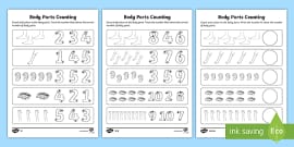 FREE! - Counting Our Body Parts Cut-Out Activity
