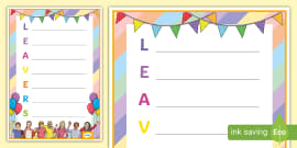 Leaving Acrostic Poem (teacher made) - Twinkl
