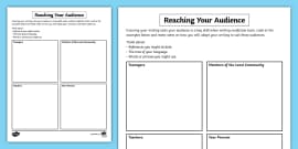 GCSE Reaching Your Audience Worksheet / Worksheet - Twinkl