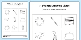 'P' Phonics Worksheet | Oral Language Junior/Senior Infants