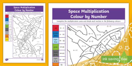 Multiplication – Hiding Numbers Colouring In Space Themed