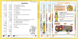 Charlie the Firefighter Differentiated Reading Comprehension Activity