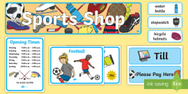 Sports Shop Role Play Signs (teacher made) - Twinkl