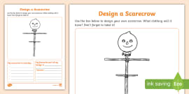 2D Shape Scarecrow Cutting Skills Activity Sheets - Twinkl