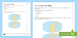 Continental Drift Timeline Worksheet | Pangaea Map Activity