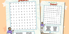 The Miracles of Jesus Bible Stories Word Mat - Twinkl