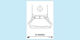 Bedroom Scene Colouring Sheet | Colouring Sheets - Twinkl