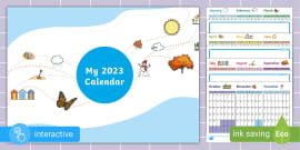Editable 2023 One-Page Calendar Display Calendar - Twinkl