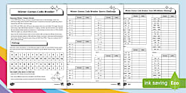 LKS2 Winter Games Crack the Code Worksheet