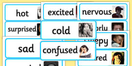 Autism Emotions Cards - Feelings Photo Word Cards - Twinkl