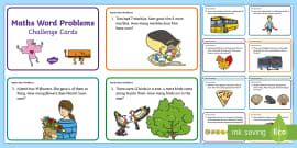 Addition and Subtraction to 100 Word Problem Challenge Cards