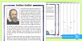 Galileo Research Worksheet - ACSHE081, solar system, famous scientist