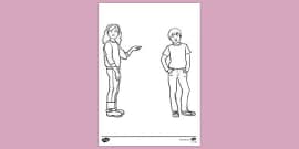 FREE! - Boy Pointing Towards Something Colouring Sheet | Twinkl