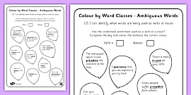 Year 5 and 6 Color by Word Class