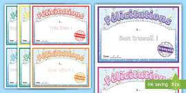 French Award Certificate (teacher made) - Twinkl