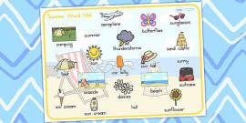Summer Word Cards - Summer, Word cards, Word Card, flashcard