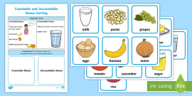 Countable and Uncountable Nouns Food Sorting PowerPoint