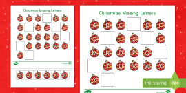 Christmas Lights Missing Numbers Worksheet (teacher made)