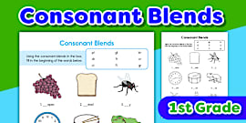 First Grade Consonant Blends Reference Poster