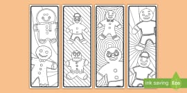 Gingerbread Man Colouring Bookmarks (teacher made) - Twinkl