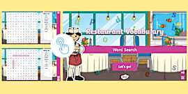 ESL At a Restaurant Word Search on Twinkl (teacher made)