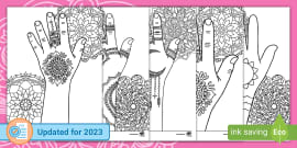 Henna Templates | Mehndi Pattern Colouring Pages - Twinkl