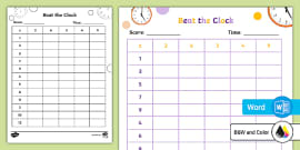 Beat the Clock Editable Times Tables Worksheet - Twinkl