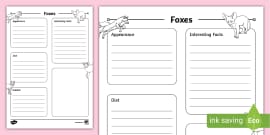 Animal Fact File Template | Primary Science | Animals