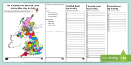 Labelling Counties of The UK Activity (teacher made)