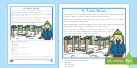 Second Grade Winter Weather Reading Comprehension Activity