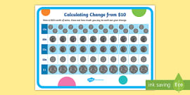 Calculating Change to 50c Desk Mat (teacher made) - Twinkl