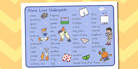 FREE! - Word Mat Text to Support Teaching on Aliens Love Underpants