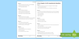 'Skellig' Reading Comprehension Questions Chapters 1 - 10