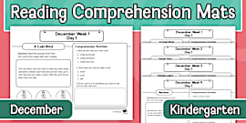 September Kindergarten Reading Comprehension Mats