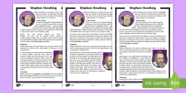 LKS2 Stephen Hawking Differentiated Reading Comprehension Activity